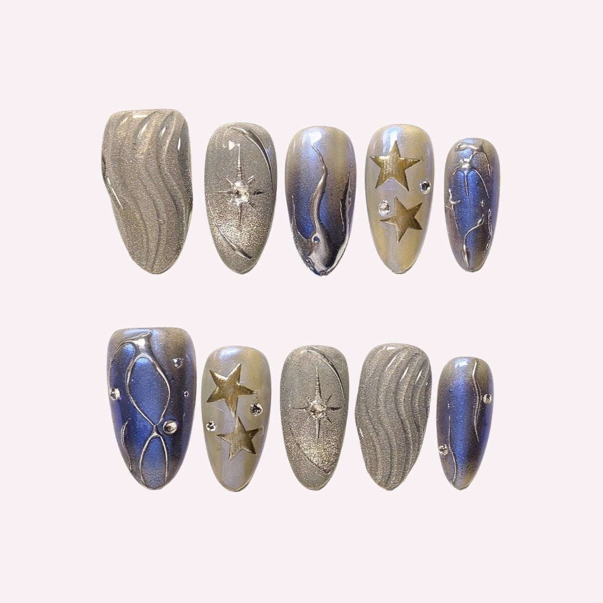 Neptune | Press-On Nails | Handmade Nail Set – Poorguyshop – Poor Guy Shop